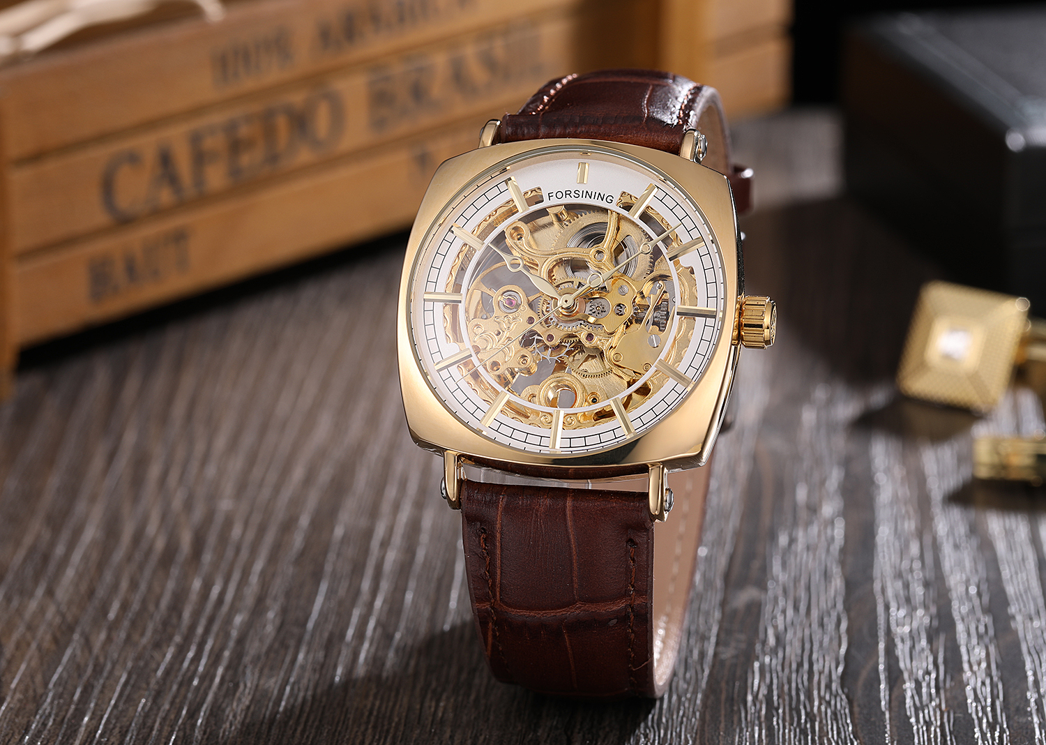 FORSINING 3 ATM Water Resistant Men Skeleton Automatic Watches With ...